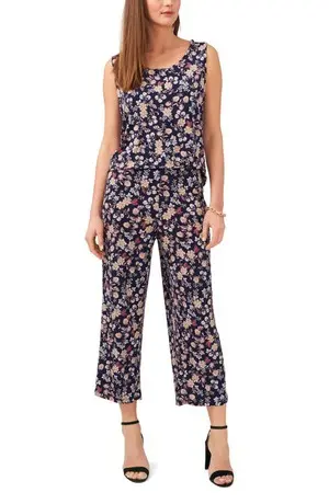 Chaus Floral Print Wide Leg Crop Pants