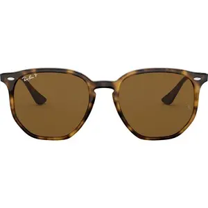 Ray-ban Polarized Round Frame Sunglasses - Havana/brown Solid