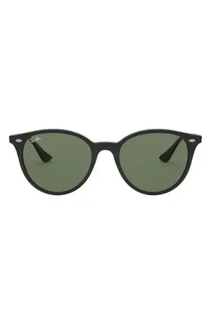 Ray-ban 53mm Polarized Round Sunglasses - Black/green Solid