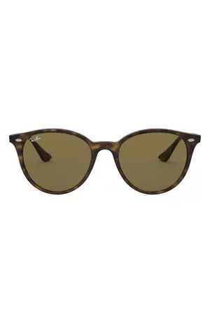 Ray-ban Ray-Ban 53mm Polarized Round Sunglasses Havana/ Brown Solid