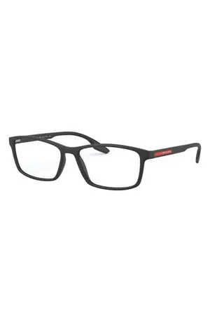 Prada 54mm Rectangle Optical Glasses - Rubber Black