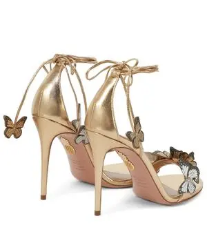 AQUAZZURA Papillon 105 Appliqué Leather Sandals