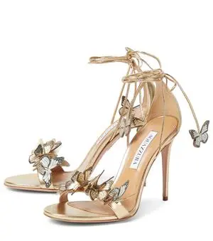 AQUAZZURA Papillon 105 Appliqué Leather Sandals