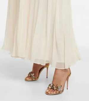 AQUAZZURA Papillon 105 Appliqué Leather Sandals - Gold