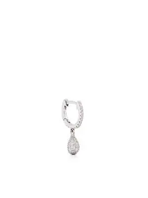 DE JAEGHER 18kt White Gold Diamond Single Drop Hoop Earring - Silver