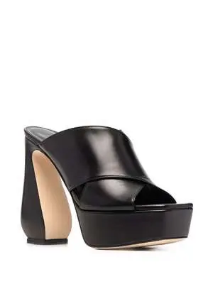 SERGIO ROSSI 90mm Platform Leather Mules - Black