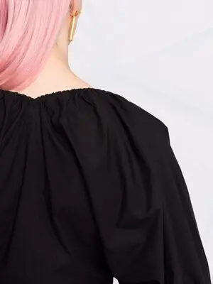 PATOU Balloon-sleeve Belted Mini Dress - Black
