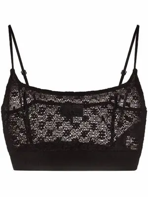 GANNI Floral Lace Bralette - Black