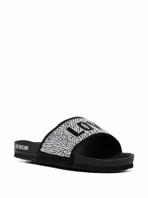 Moschino Rhinestone-embellished Leather Sandals