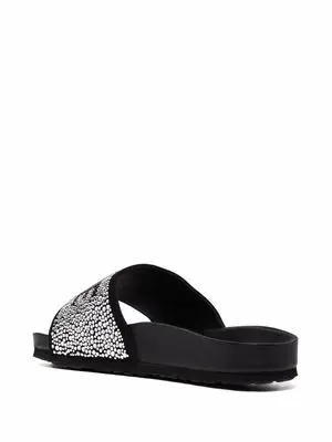 Moschino Rhinestone-embellished Leather Sandals