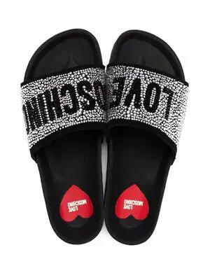 Moschino Rhinestone-embellished Leather Sandals