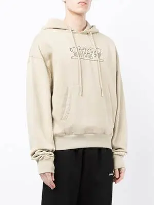 Off-White Logo-embroidered Cotton Hoodie