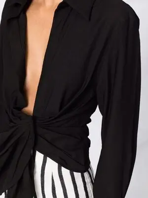 Jacquemus La Chemise Bahia Draped Shirt - Black