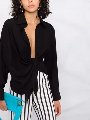 Jacquemus La Chemise Bahia Draped Shirt - Black