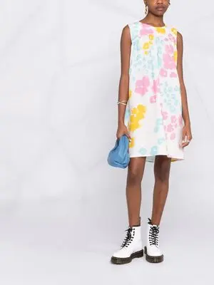 Moschino Sleeveless Floral Print Linen Dress