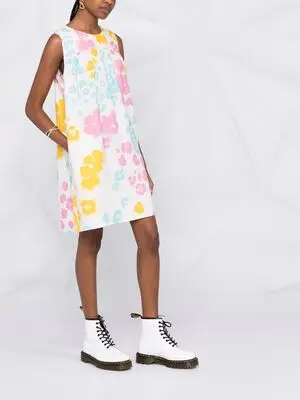 Moschino Sleeveless Floral Print Linen Dress
