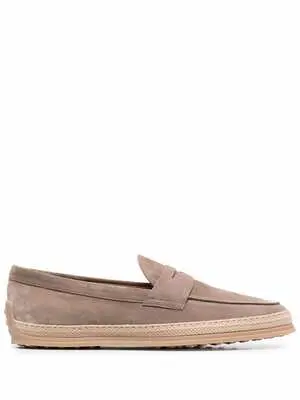 TOD'S Woven-trim Penny Loafers - Neutrals