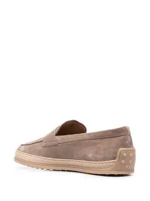 TOD'S Woven-trim Penny Loafers - Neutrals