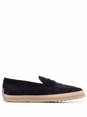 TOD'S Woven-trim Penny Loafers - Blue
