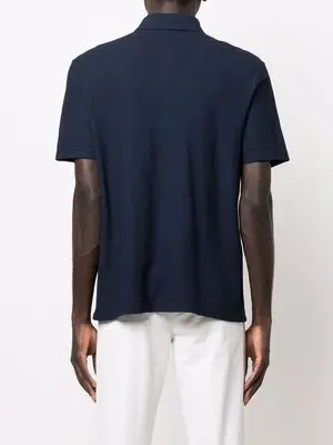 DRUMOHR Fine-knit Short-sleeved Polo Shirt - Blue