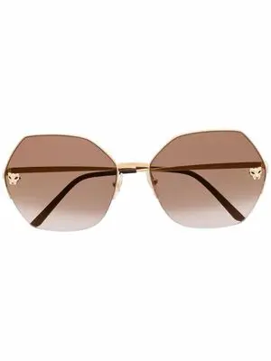 Cartier Geometric-frame Gradient-lense Sunglasses - Gold