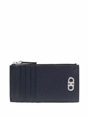 FERRAGAMO Logo-plaque Leather Wallet - Blue