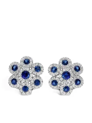 LEO PIZZO 18kt White Gold Sapphire And Diamond Stud Earrings - Silver
