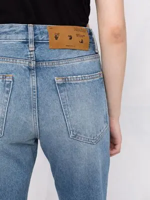 Off-White Cropped Logo Jeans