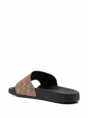 COACH Logo Slip-on Slides - Brown