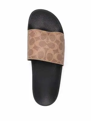 COACH Logo Slip-on Slides - Brown