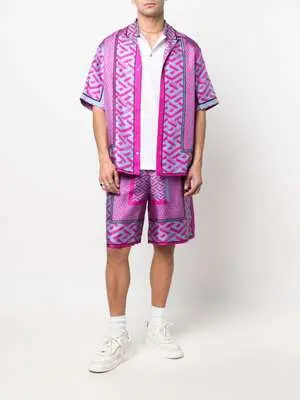 Versace La Greca Panelled Print Bermuda Shorts