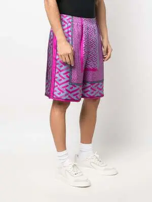 Versace La Greca Panelled Print Bermuda Shorts