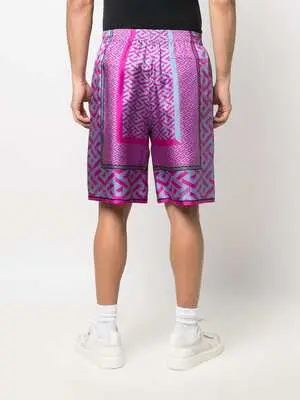 Versace La Greca Panelled Print Bermuda Shorts
