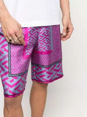 Versace La Greca Panelled Print Bermuda Shorts