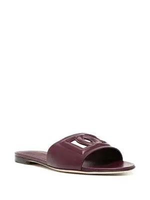 Dolce & Gabbana Dg Logo Leather Slides - Purple
