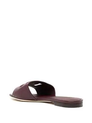 Dolce & Gabbana Dg Logo Leather Slides - Purple