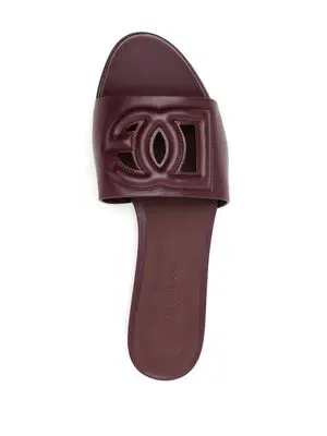 Dolce & Gabbana Dg Logo Leather Slides - Purple