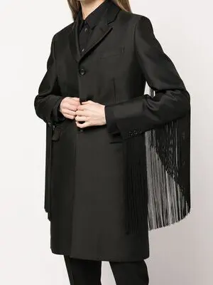 Comme Des Garçons Fringe-sleeve Single-breasted Coat