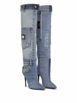 Dolce & Gabbana Patchwork Denim Boots