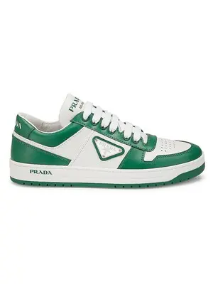 Prada Women's Downtown Low-Top Leather Sneakers - Bianco Lacca  Bianco Mango