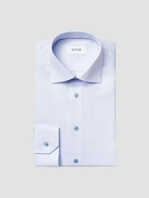 Eton Contemporary-fit Textured Solid Shirt - Blue