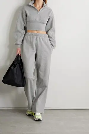 Alo Yoga Vixen Cropped Cotton-Blend Jersey Sweatshirt In Gray - 30