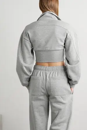 Alo Yoga Vixen Cropped Cotton-Blend Jersey Sweatshirt In Gray - 30