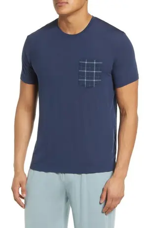 Tommy John Second Skin Pocket Sleep T-shirt Db/db Electric Plaid
