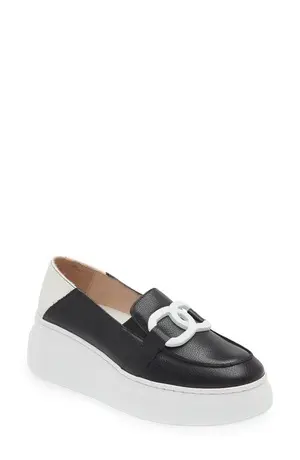 WONDERS Wonders Platform Loafer Black/ White Leather