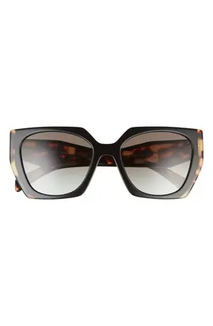Prada Prada 54mm Rectangle Sunglasses Black/medium Tortoise/grey
