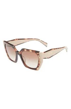 Prada 54mm Rectangle Sunglasses - Tortoise Caramel/powder/brown