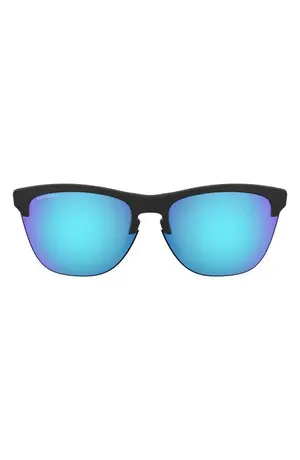 Oakley 63mm Mirrored Oversized Sunglasses - Matte Black/clear/blue
