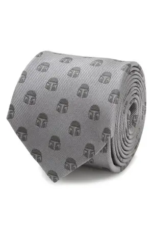 CUFFLINKS, INC. Mandalorian Helmet Silk Tie - Gray