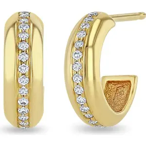 Zoe Chicco 14k Pavé Diamond Huggie Hoop Earrings - 14k Yg